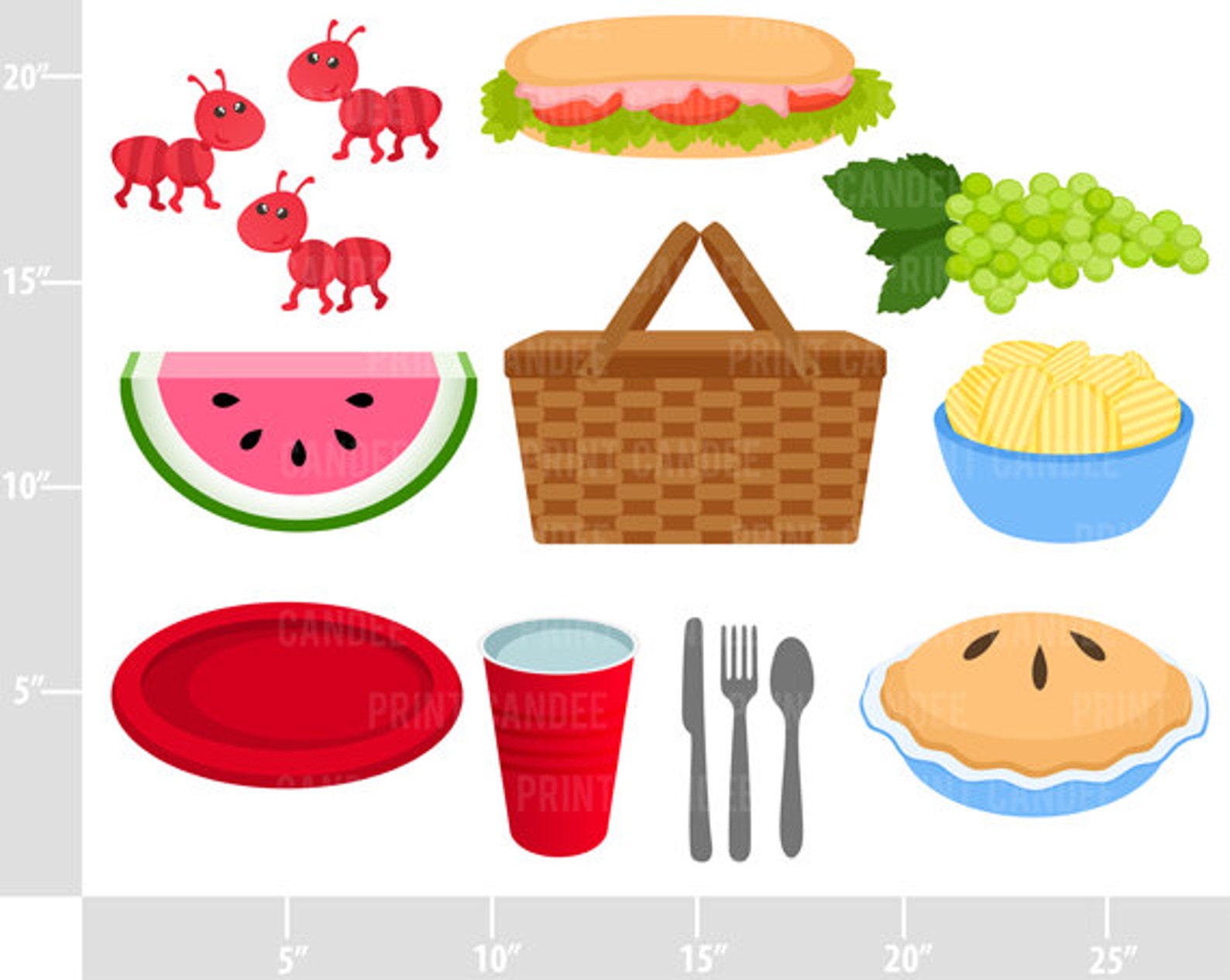 Picnic - Digital Clip Art - Personal and Commercial Use - Picnic Basket ...