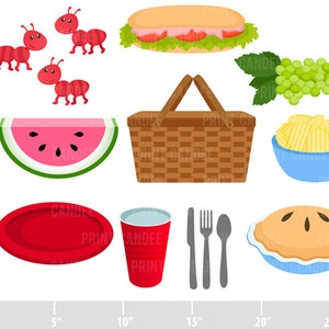 Picnic - Digital Clip Art - Personal and Commercial Use - Picnic Basket ...