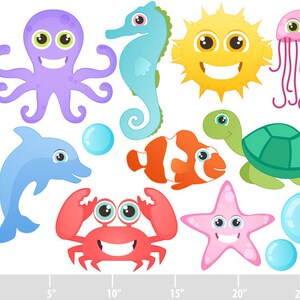 Cute Sea Animals - Digital Clip Art - Personal and Commercial Use - Sea ...