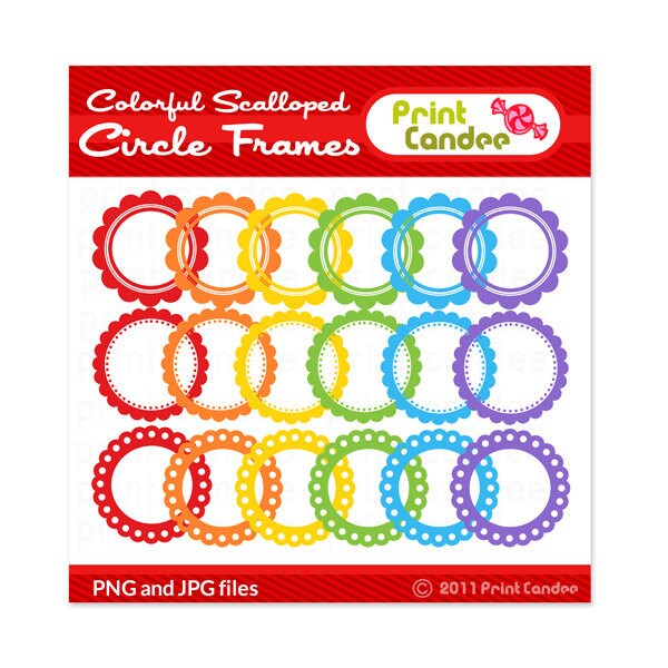 Colorful Scalloped Circle Frames - Personal and Commercial Use ...