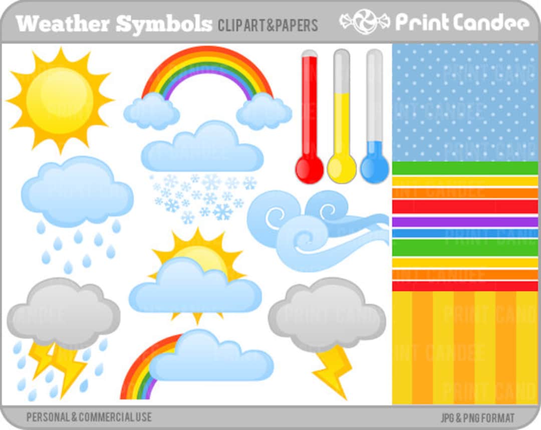 Weather Symbols - Digital Clip Art - Personal and Commercial Use ...