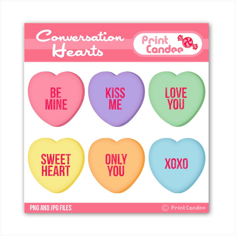 Valentines Conversation Hearts - Digital Clip Art - Personal and ...