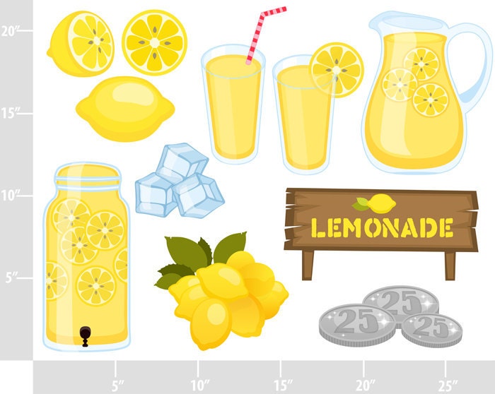Lemonade - Digital Clip Art - Personal and Commercial Use - Lemonade ...