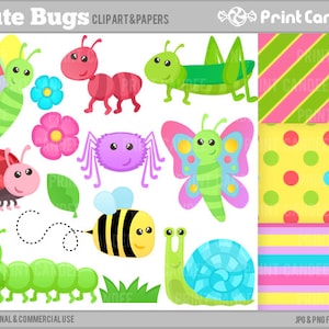 Cute Bugs - Digital Clip Art - Personal and Commercial Use - Insects ...