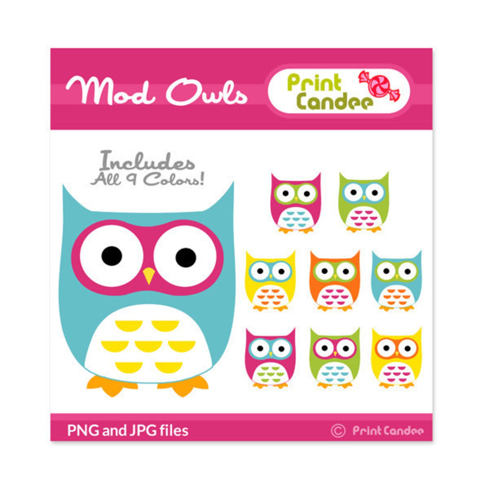 Cute Owls (mod) - Digital Clip Art - Personal and Commercial Use ...