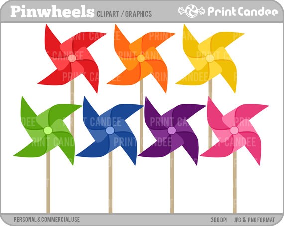 Pinwheels - Digital Personal and Commercial Clip Art - Printable, Party ...