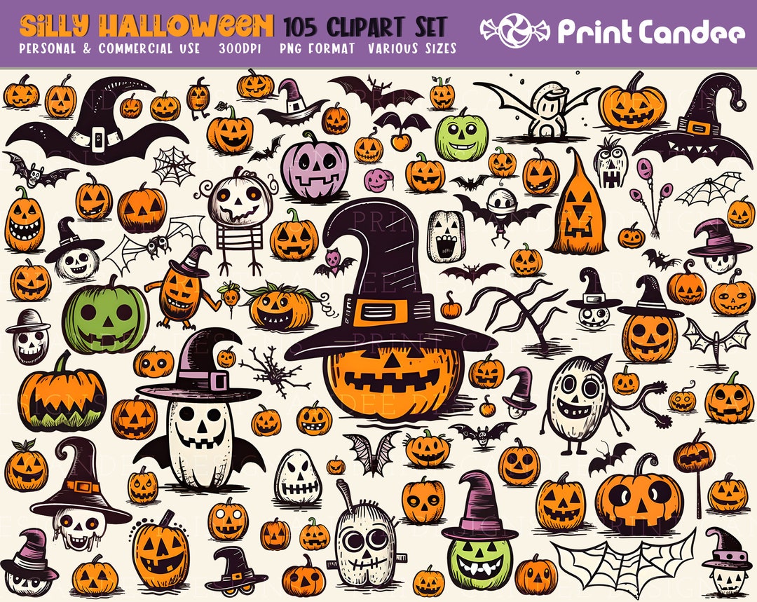 105 Silly Halloween Clipart Set Digital Clip Art Personal and ...