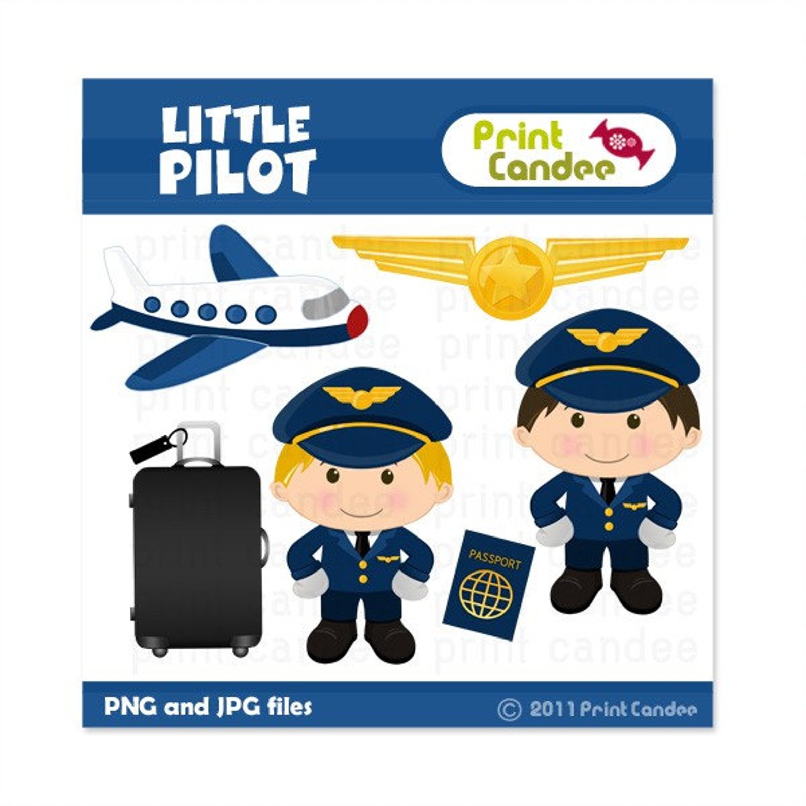 Little Airline Pilot - Digital Clip Art - Personal and Commercial Use ...