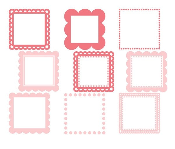 Scalloped Square Frames (baby Pink) - Personal and Commercial Use ...