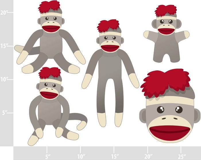Sock Monkeys - Digital Clip Art - Personal and Commercial Use - Sock ...