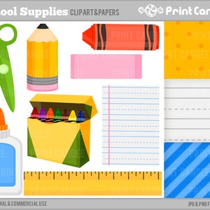 School Supplies - Digital Clip Art - Personal and Commercial Use - Back ...