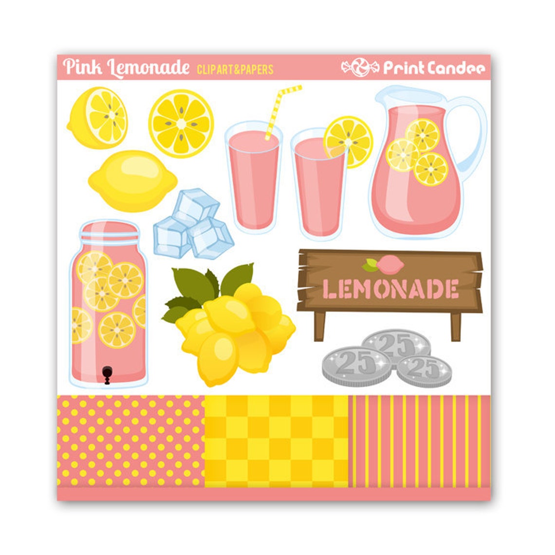 Pink Lemonade - Digital Clip Art - Personal and Commercial Use - Pink ...