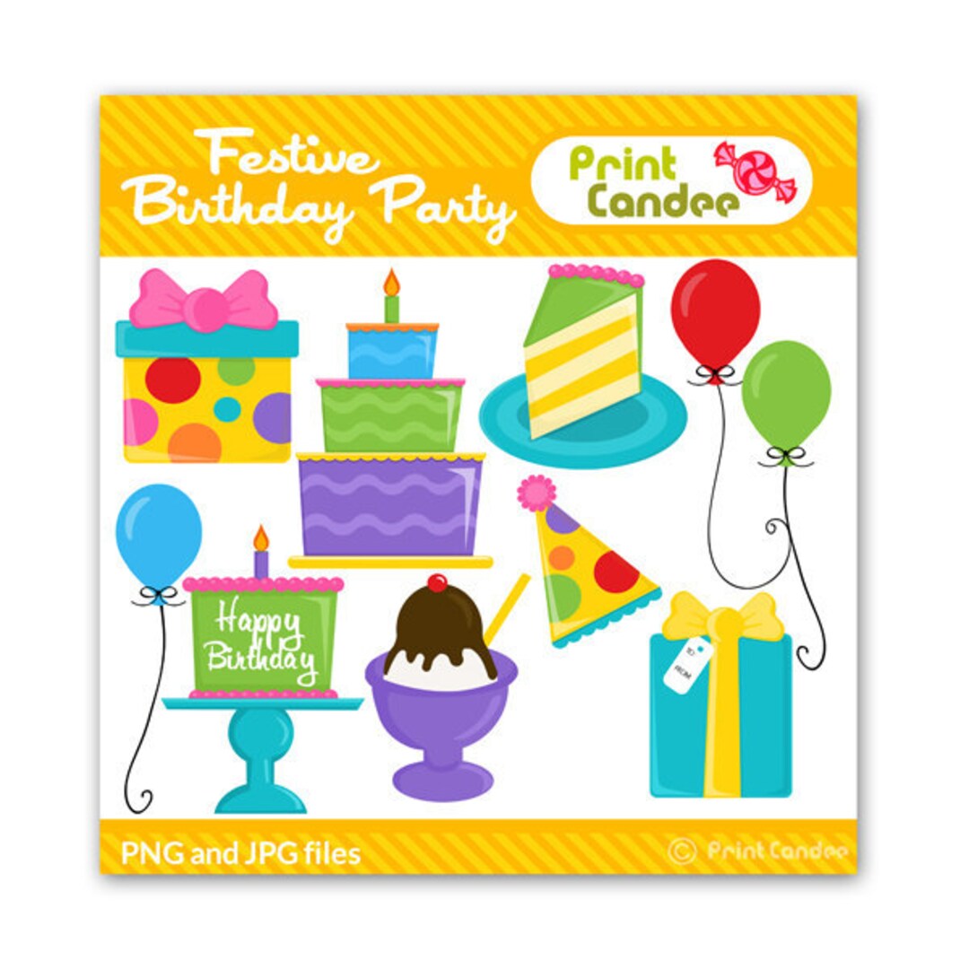 Festive Birthday Party - Digital Clip Art - Personal and Commercial Use ...