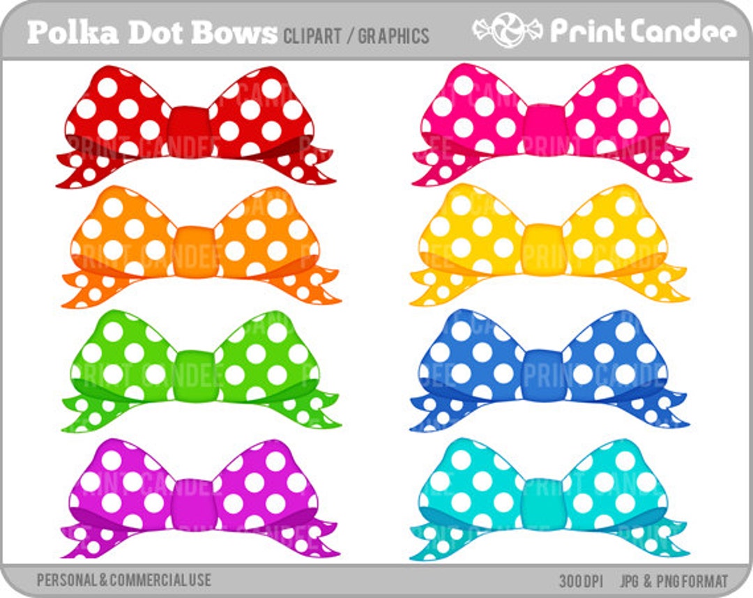 Polka Dot Bows - Digital Clip Art - Personal and Commercial Use - Hair ...
