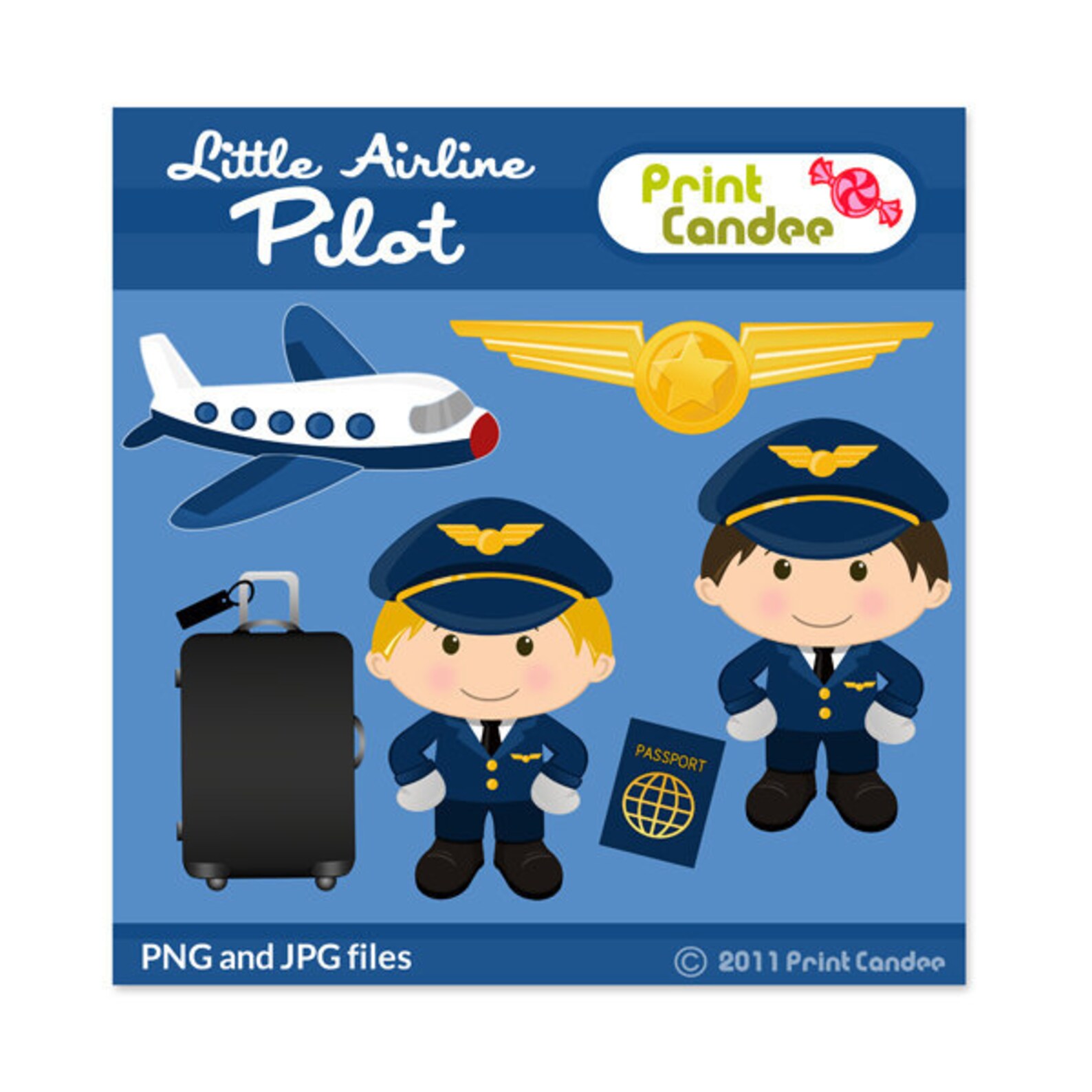 Little Airline Pilot - Digital Clip Art - Personal and Commercial Use ...