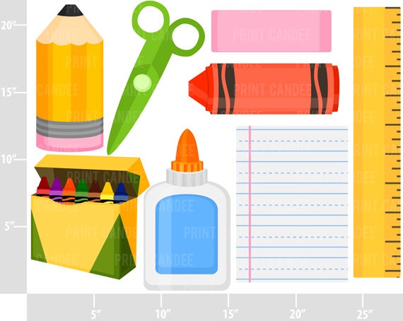 School Supplies - Digital Clip Art - Personal and Commercial Use - Back ...