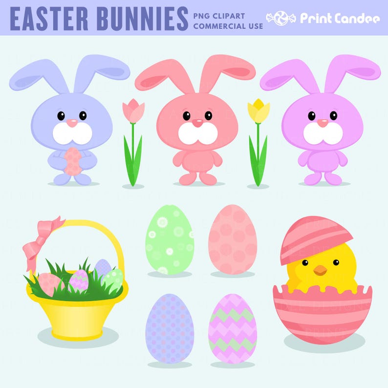 Easter Bunnies - Personal and Commercial Use Clip Art - Printable ...