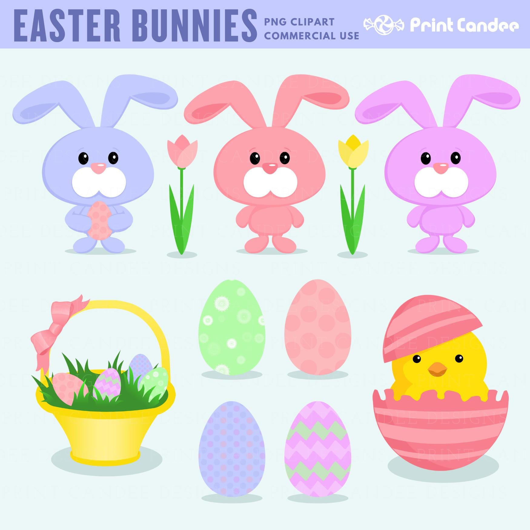 Easter Bunnies - Personal and Commercial Use Clip Art - Printable ...