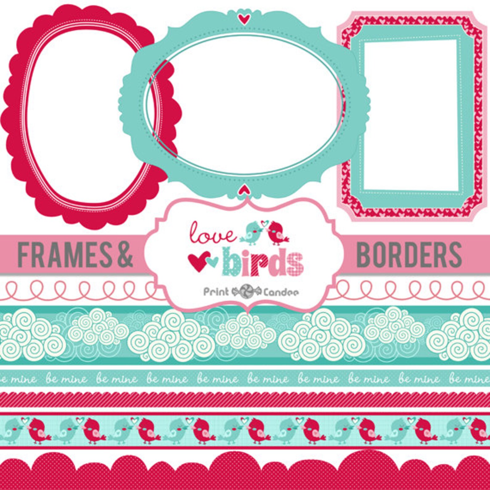 70% OFF SALE Love Birds Frames & Borders Digital Clip Art - Etsy