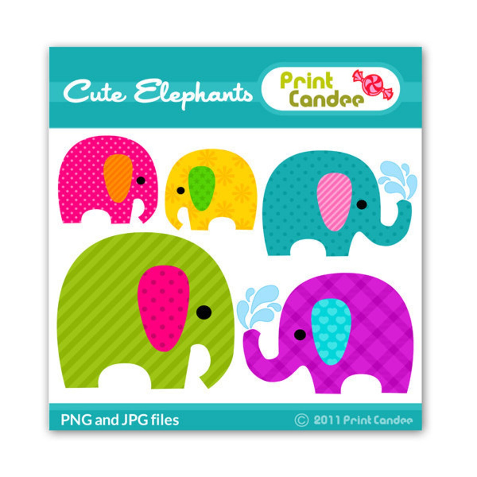 Cute Elephants - Digital Clip Art - Personal and Commercial Use ...