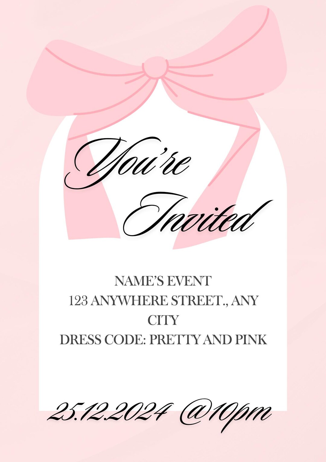Customizable Pink Coquette Invitation Template - Etsy