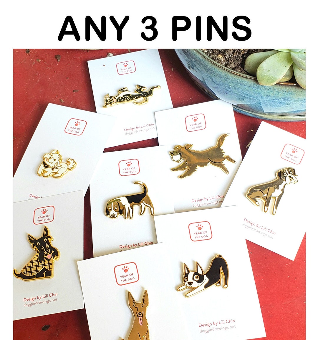 Dog Breed Enamel Pins - Mix and Match - Discounted - Any 3! - Etsy ...