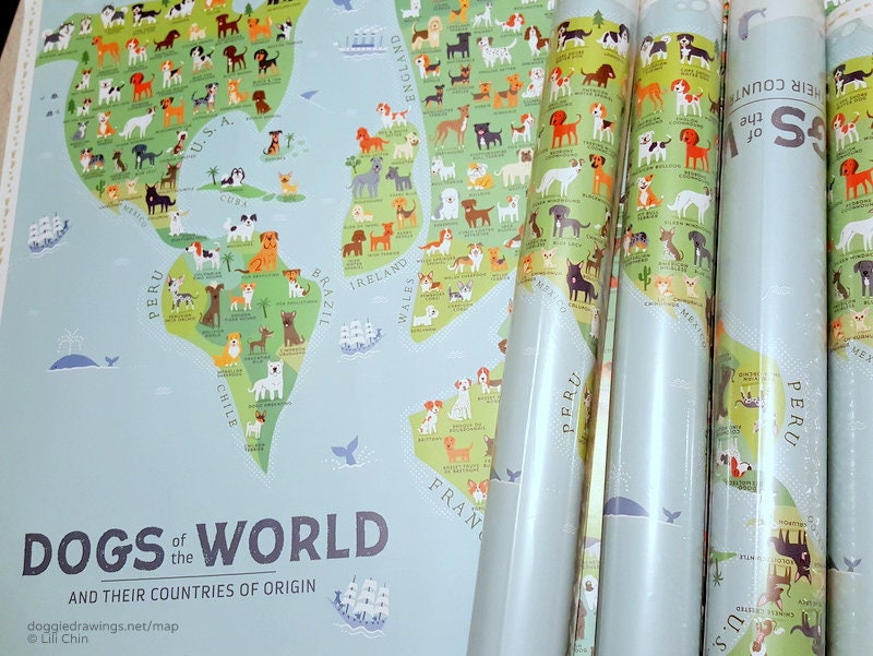Dogs of the World Map 36x24 POSTER | Etsy Canada
