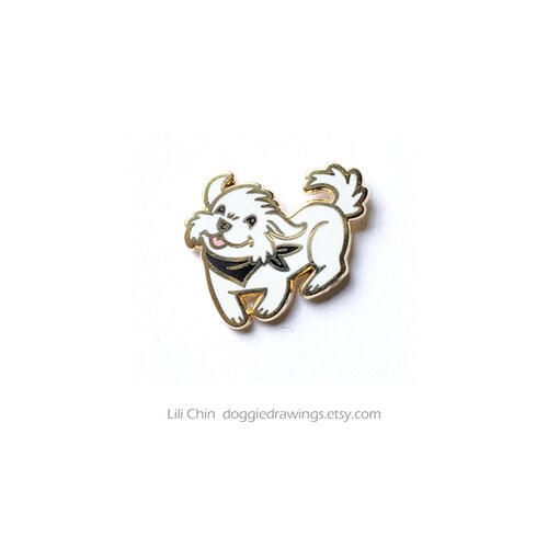 Maltese/maltipoo/white Fluffy Dog Enamel Pin - Etsy