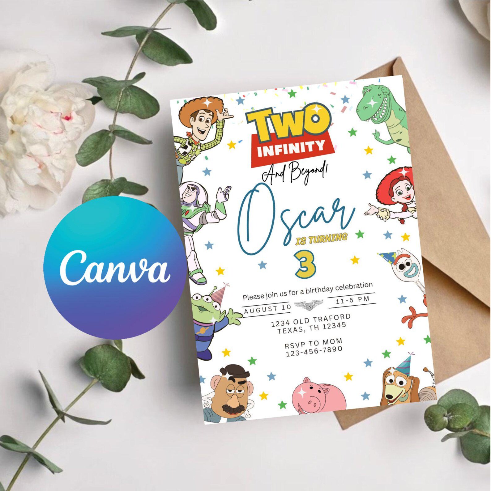 Two Infinity and Beyond, Digital Birthday Invitation, Kids Birthday ...