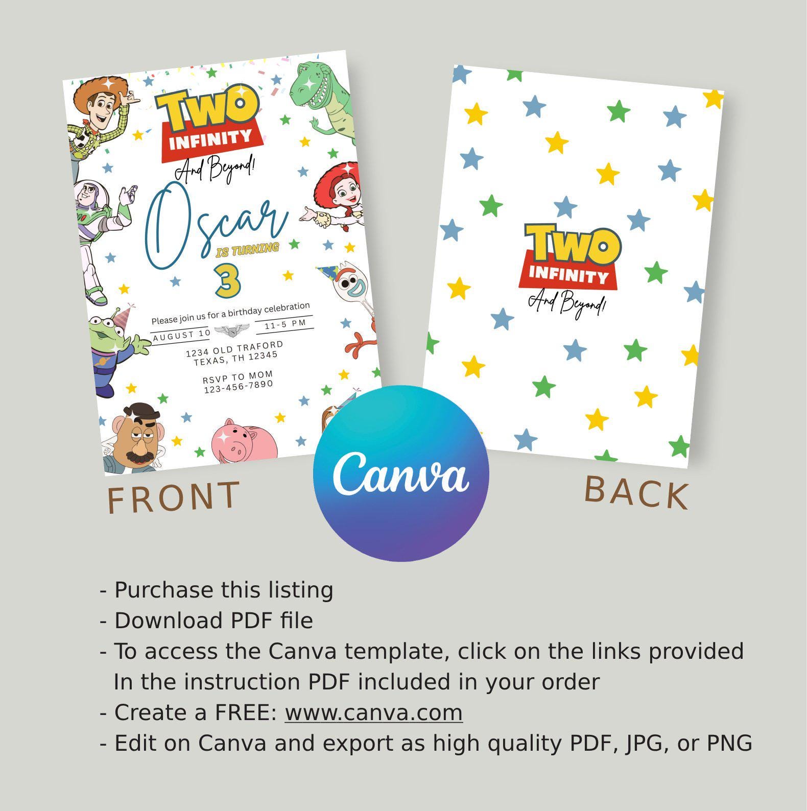 Two Infinity and Beyond, Digital Birthday Invitation, Kids Birthday ...