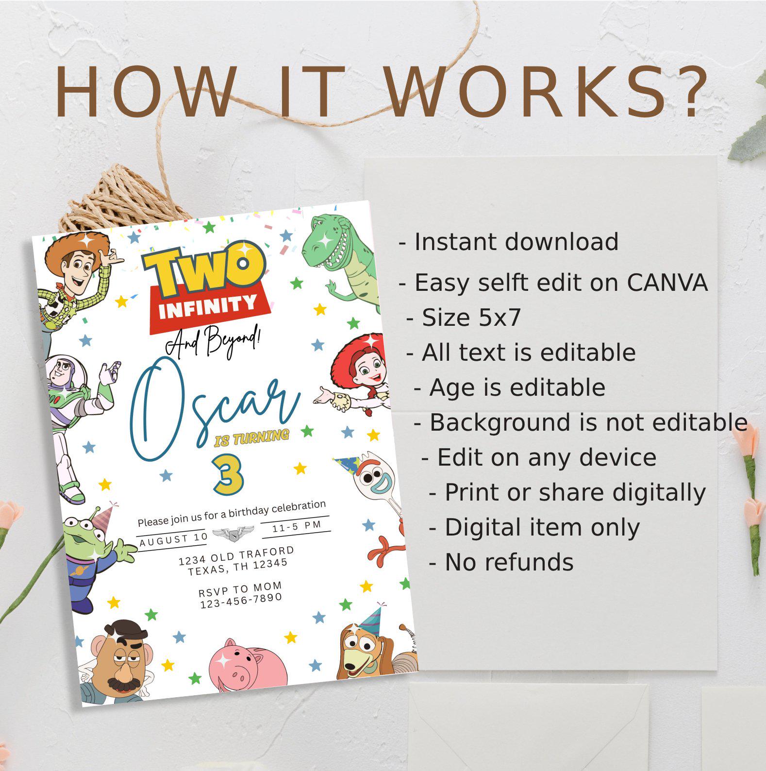 Two Infinity and Beyond, Digital Birthday Invitation, Kids Birthday ...