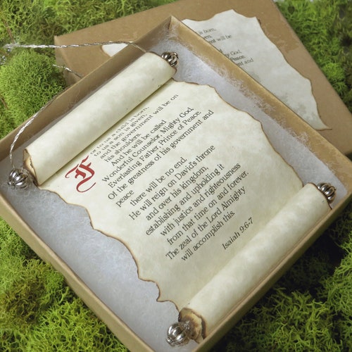 Unto Us a Child is Born Bible Scroll Ornament Drop Cap - Etsy