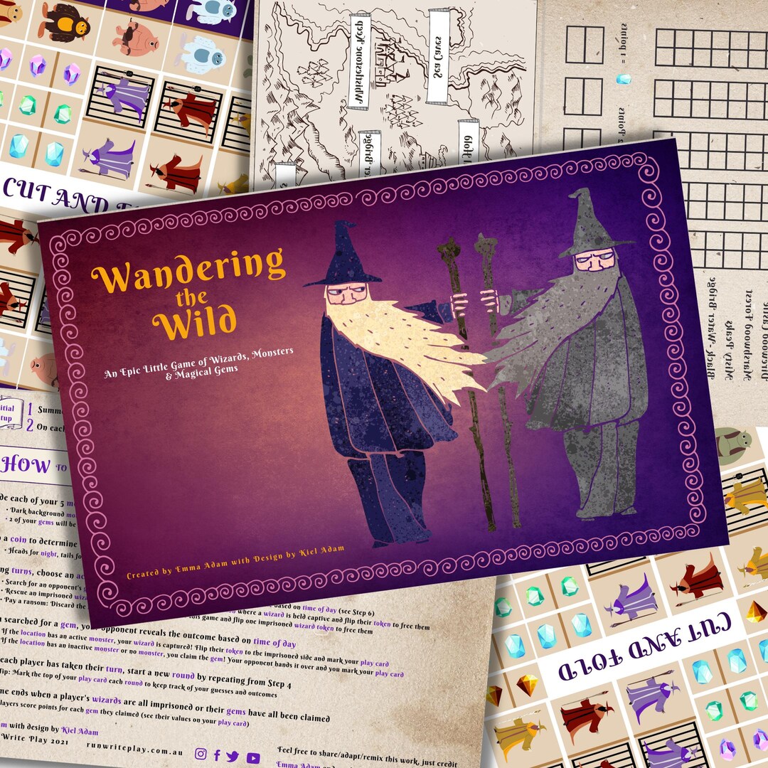 Wandering the Wild - Indie Board Game on a Card - Monsters, Wizards ...