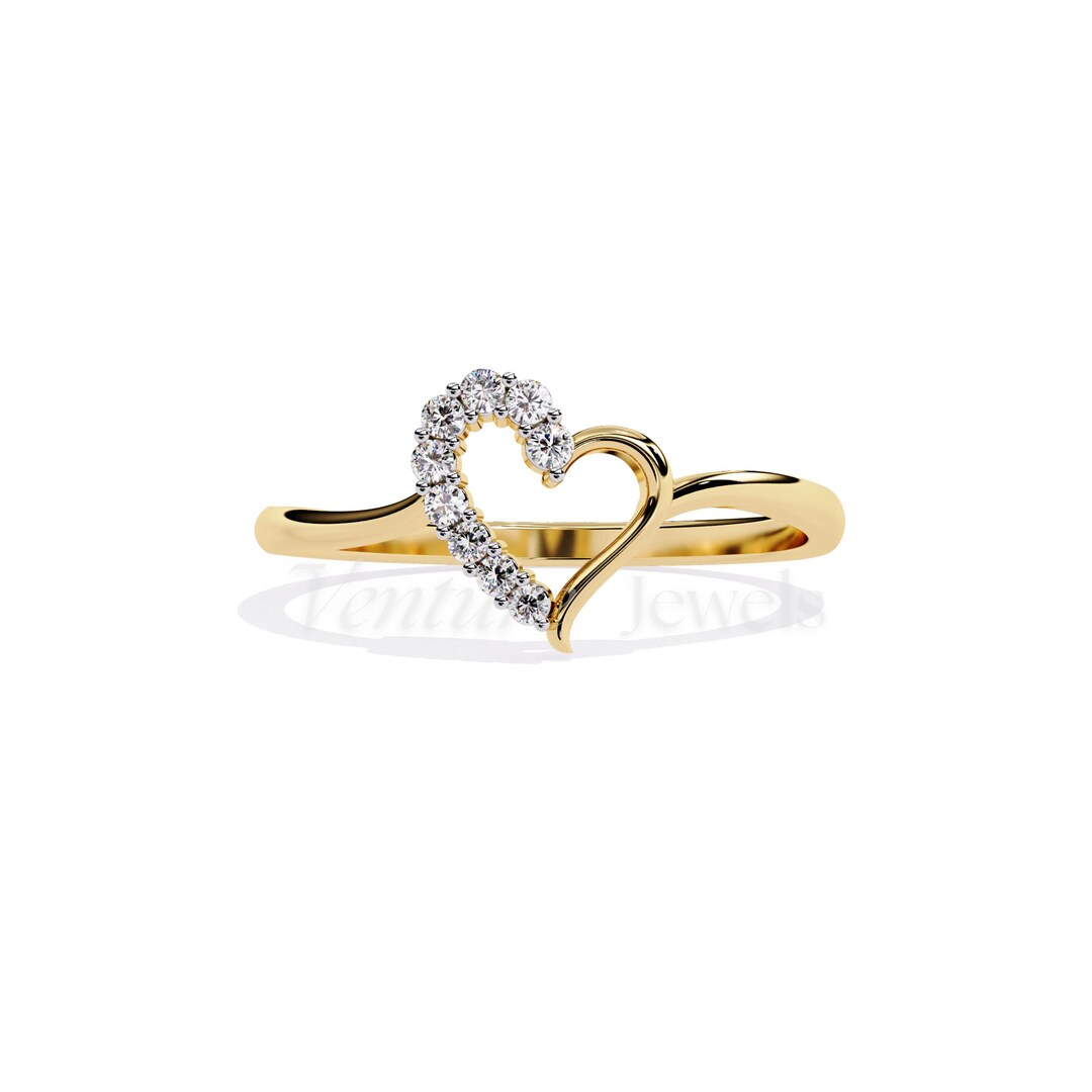 Heart Shaped Diamond Proposal Ring for Her | Natural Round Cut VVS ...