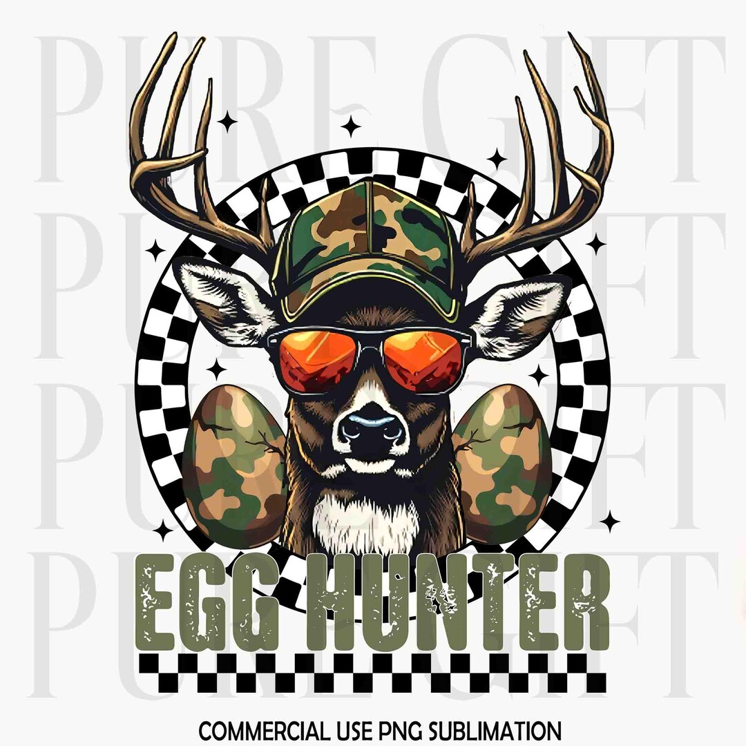 Deer Hunter Easter PNG, Egg Hunter, Checkered Happy Easter Png, Easter ...