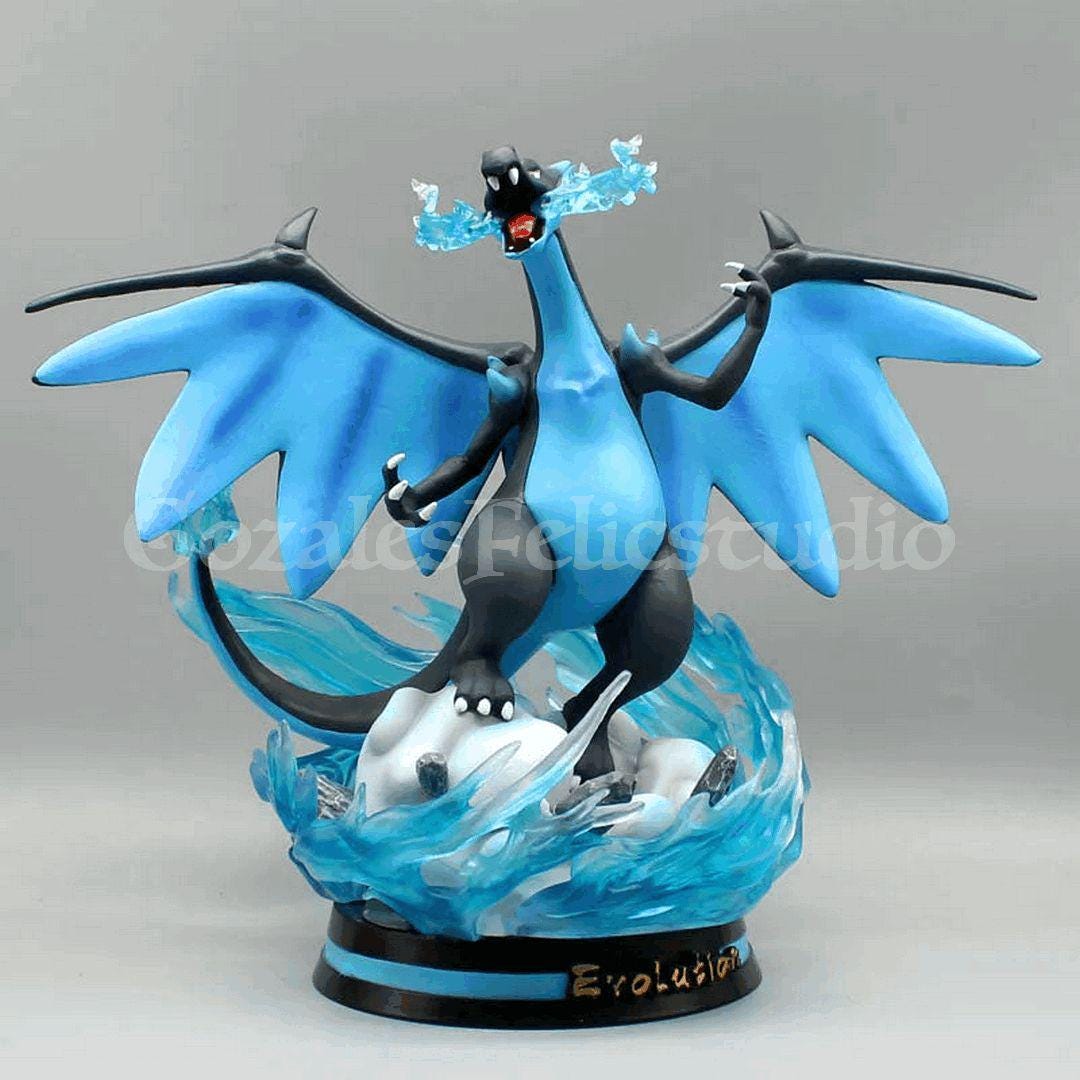 Mega Charizard X Figure Pokemon Evolution Collectible PVC Model - Etsy