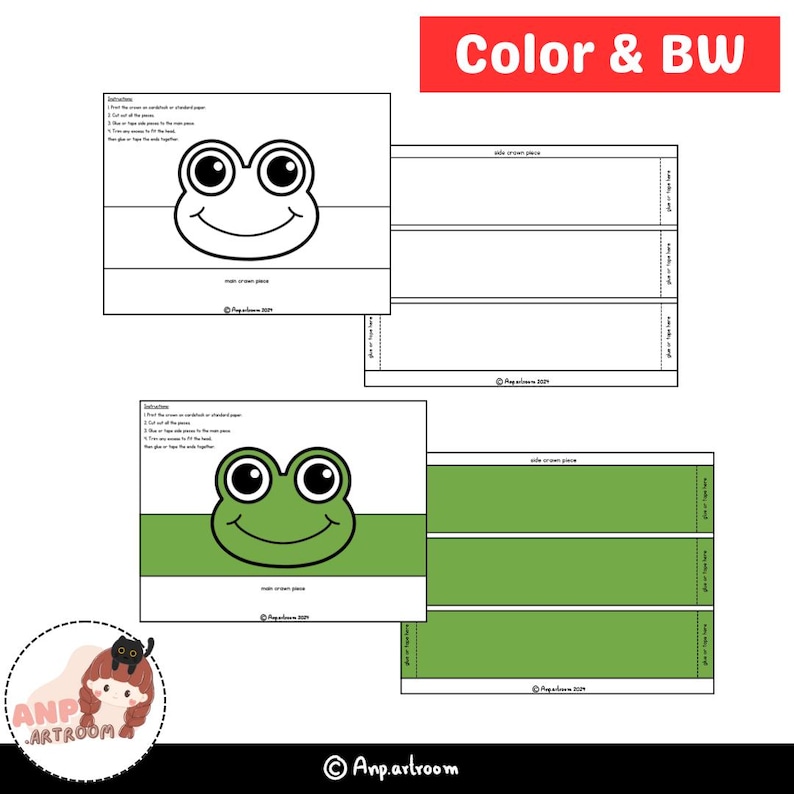 Frog Headband - Animal Paper Hat & Crown - DIY Coloring Activity ...