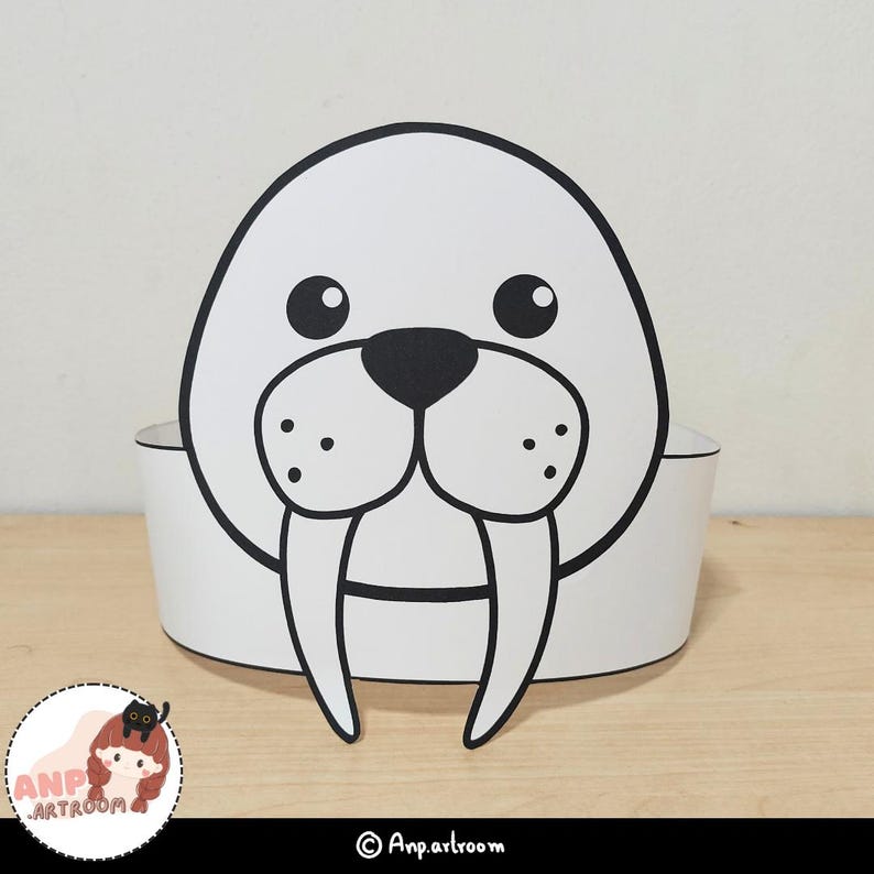 Walrus Headband - Animal Paper Hat & Crown - DIY Coloring Activity ...