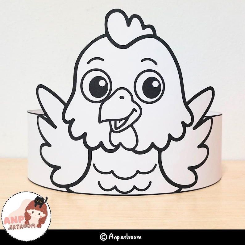 Little Red Hen Headband: DIY Coloring Activity Costume (printable PDF ...