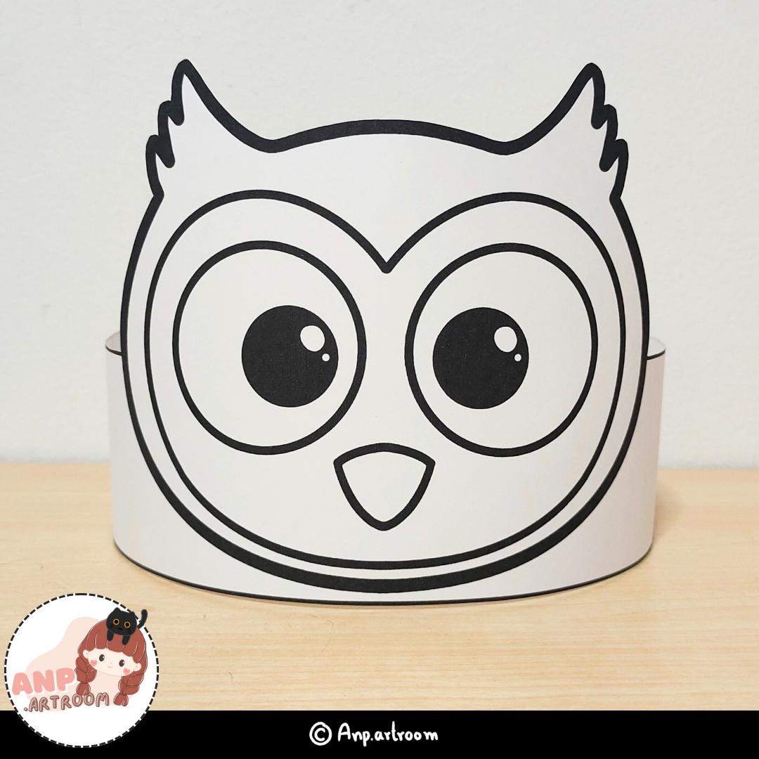 Owl Headband - Animal Paper Hat & Crown - DIY Coloring Activity Costume ...
