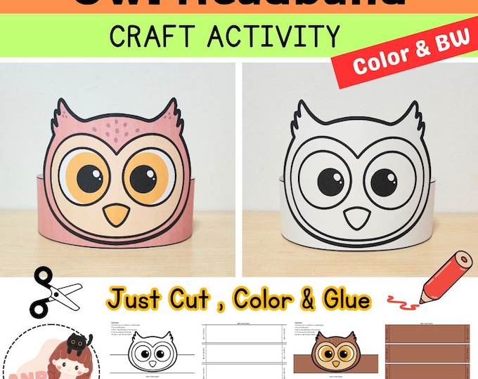 Printable Owl Paper Crown for Kids | DIY Owl Hat Craft | Forest Animal ...