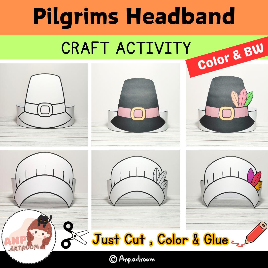 Pilgrims Hat Headband Craft | Thanksgiving Activity for Kids | Color ...