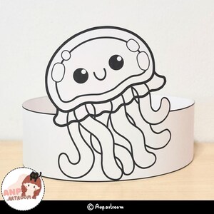 Jellyfish Headband - Animal Paper Hat & Crown - DIY Coloring Activity ...