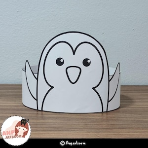 Penguin Headband - Animal Paper Hat & Crown - DIY Coloring Activity ...