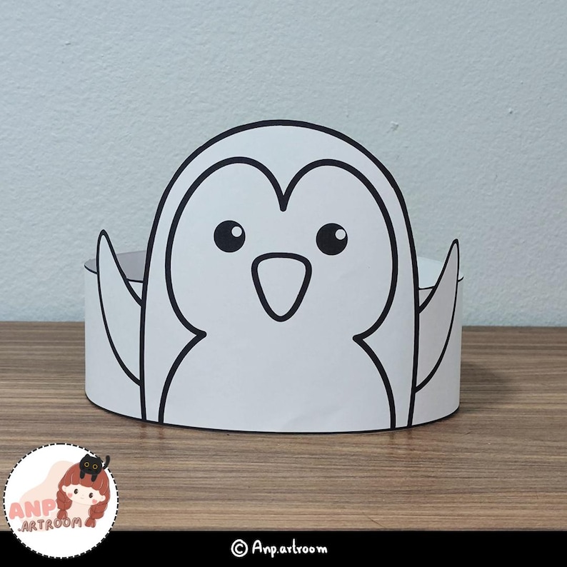 Penguin Headband - Animal Paper Hat & Crown - DIY Coloring Activity ...