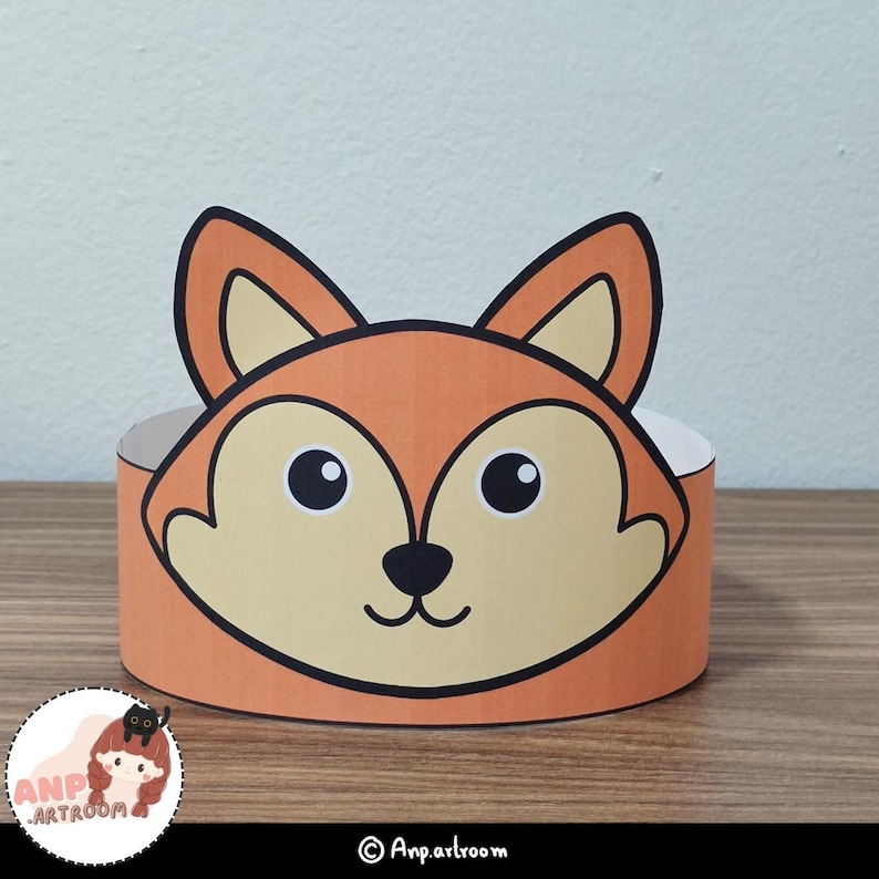 Fox Headband - Animal Paper Hat & Crown - DIY Coloring Activity Costume ...