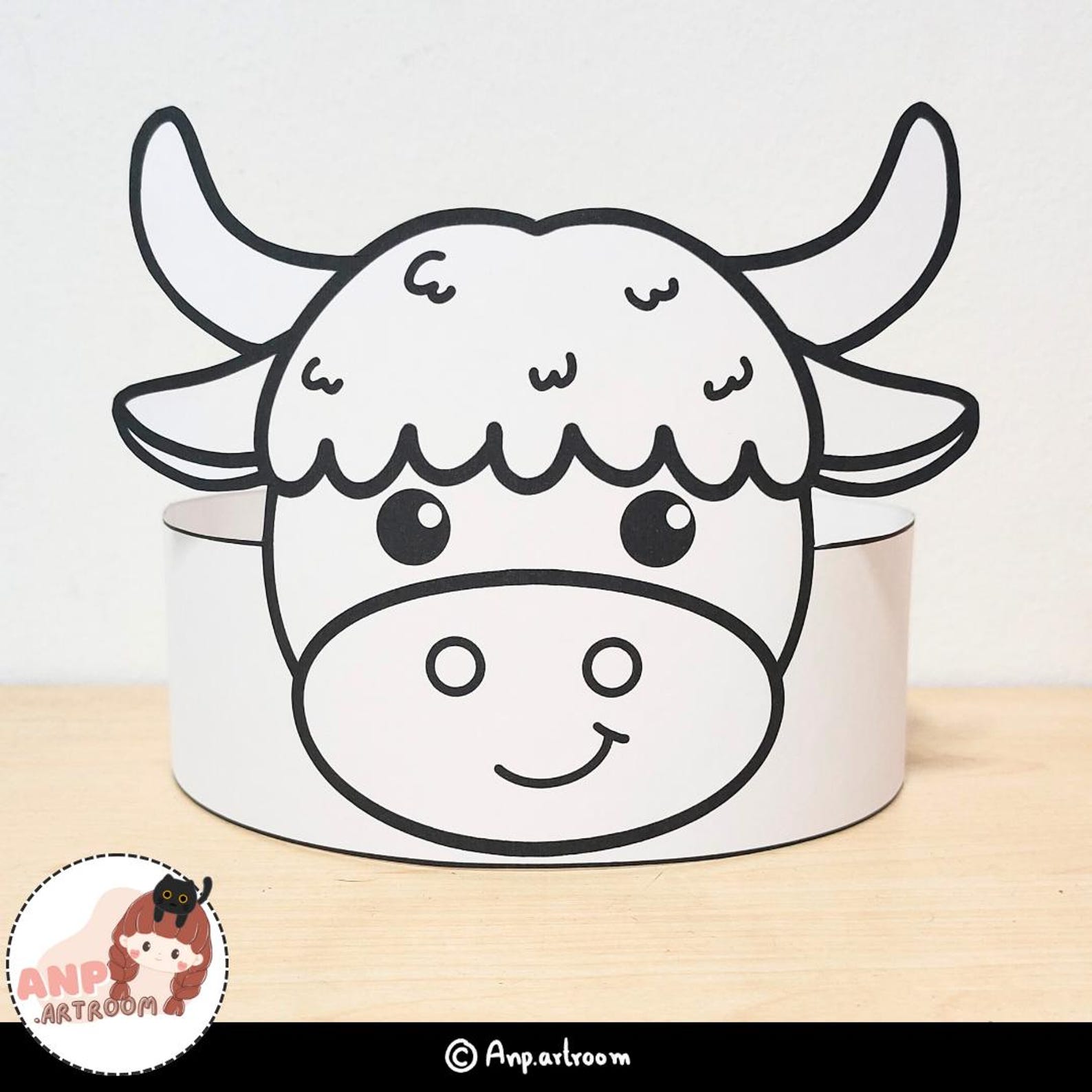 Yak Headband - Animal Paper Hat & Crown - DIY Coloring Activity Costume ...