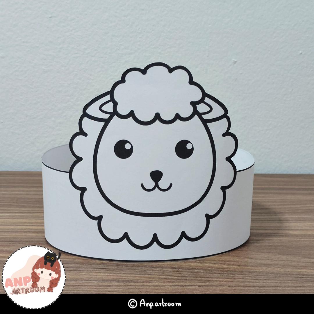 Sheep Headband - Animal Paper Hat & Crown - DIY Coloring Activity ...
