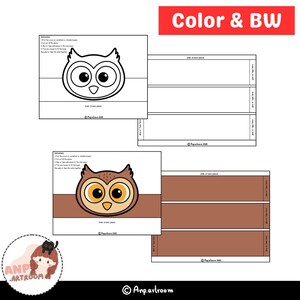 Owl Headband - Animal Paper Hat & Crown - DIY Coloring Activity Costume ...