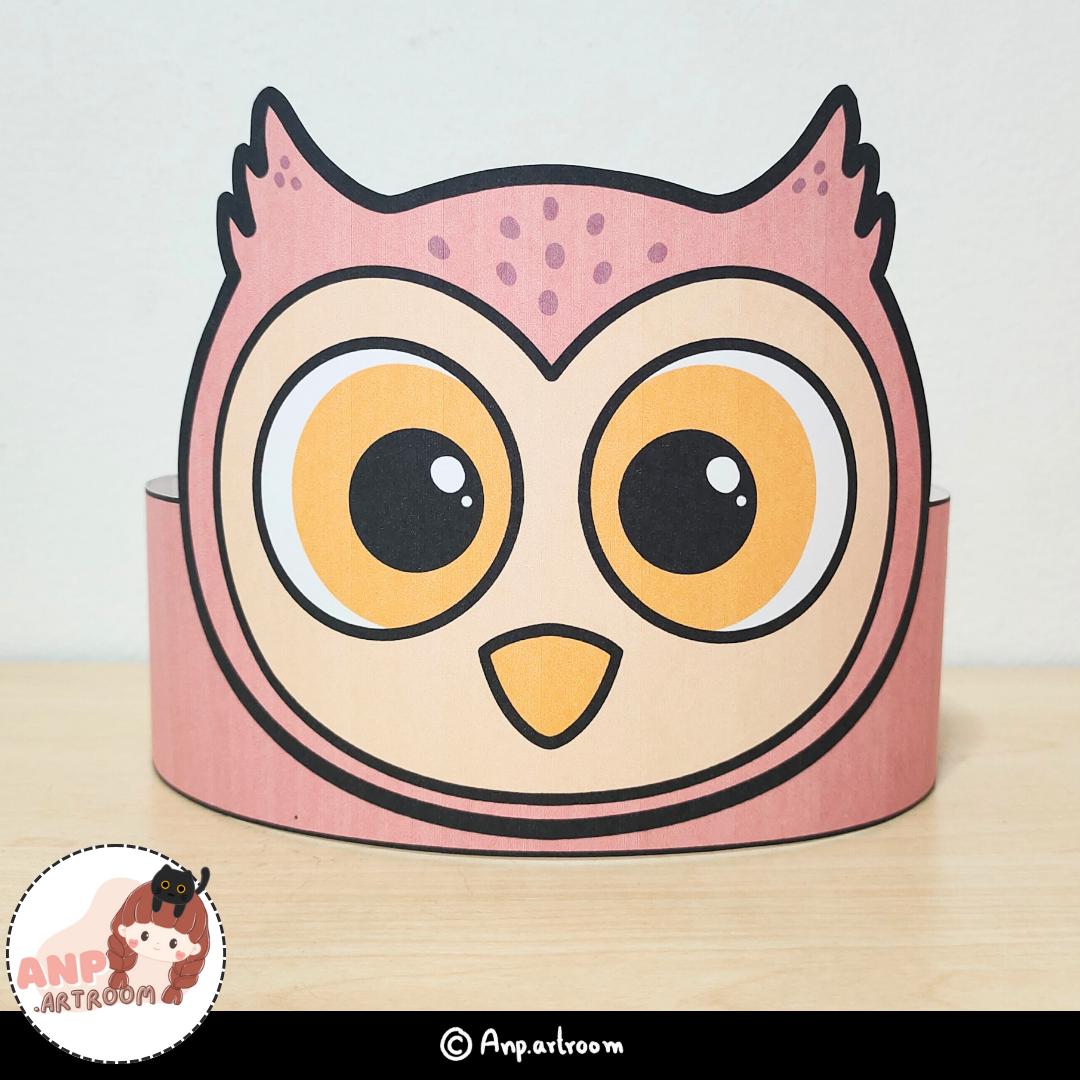 Owl Headband - Animal Paper Hat & Crown - DIY Coloring Activity Costume ...